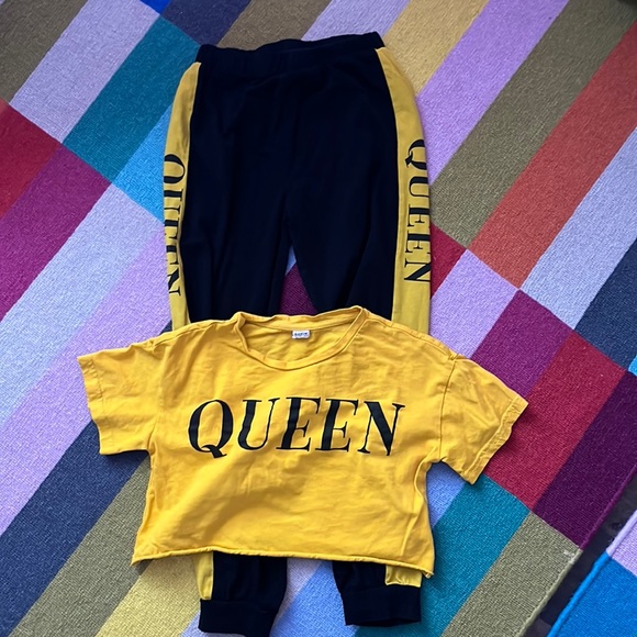 SHEIN | Matching Sets | Shein Kids Short Sleeve Shirt And Pant Set Gold ...